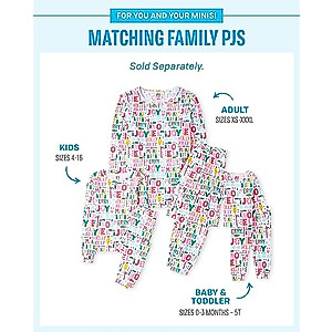 The Children's Place Kids 2 Piece Family Matching, Festive Christmas Pajama Sets, Cotton, Merry Joy Pink, 12