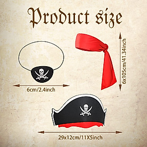 xutengy 5Pcs Pirate Accessories Halloween Costumes，Halloween Party Favor Supplies Include Tie Headband Pirate Hat ，Black Pirate Eye Patch for Kids Girls