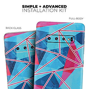 DesignSkinz Vivid Blue and Pink Sharp Shapes Protective Vinyl Decal Wrap Skin Cover Compatible with The Samsung Galaxy S20 (Screen Trim & Back Glass Skin)