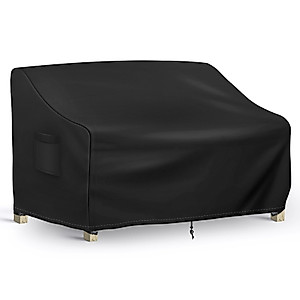 Richwon Outdoor Couch Cover Waterproof, 4-Seater Outdoor Sofa Cover, Patio Furniture Covers with Air Vent and Handles, 104W x 40D x 33H Inches, Black