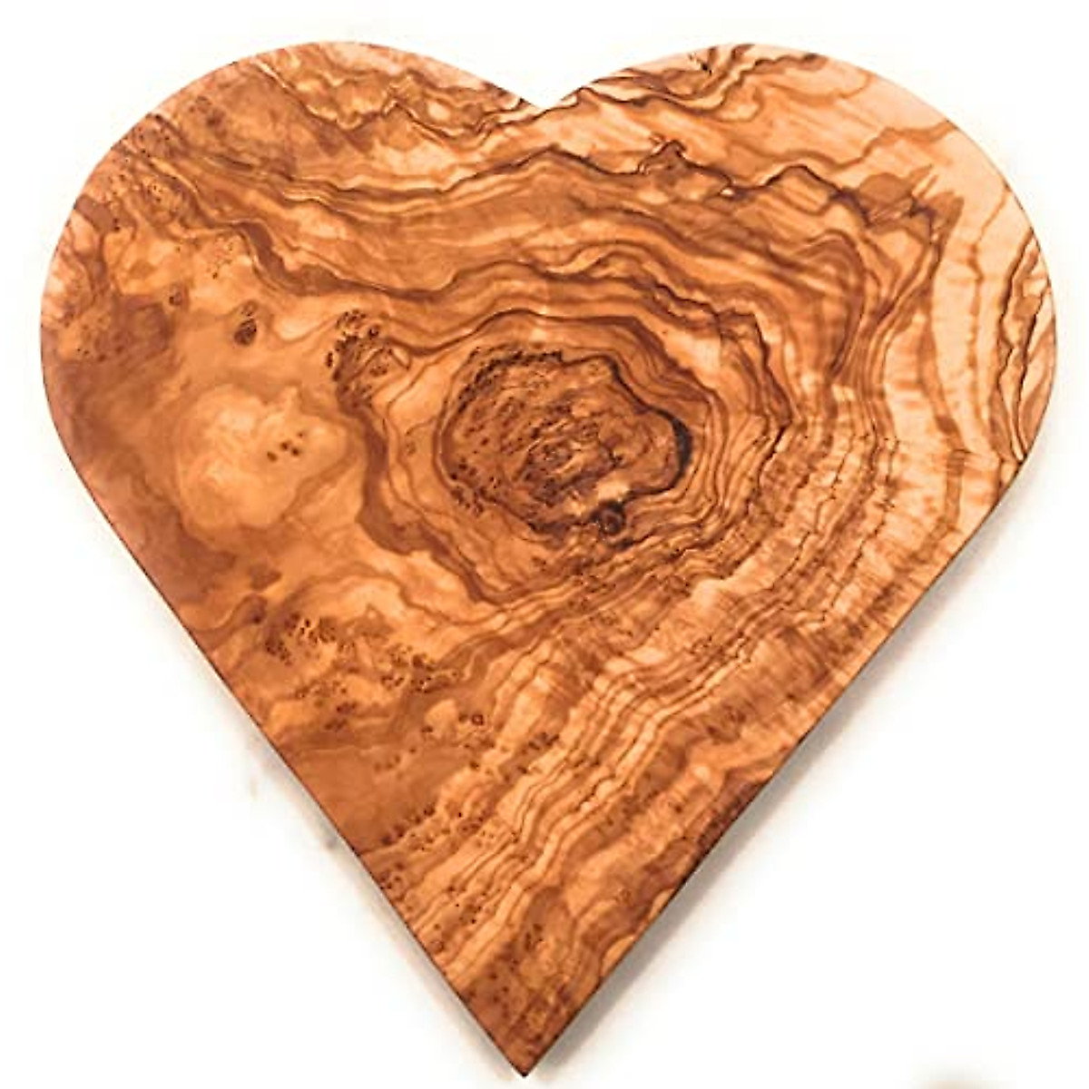 Orchard Hardwoods 12" Artisan Heart Shaped Olive Wood Cheese Board/Charcuterie Platter- For Cutting, Chopping, Serving-Thick Wooden Slab/Tray, Unique Kitchen/Valentines Day Gift (Large 12x12x0.8)