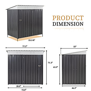 Vongrasig 6 x 4 x 6 FT Outdoor Storage Shed Clearance with Lockable Door Metal Garden Shed Steel Anti-Corrosion Storage House Waterproof Tool Shed for Backyard Patio, Lawn and Garden (Dark Gray)