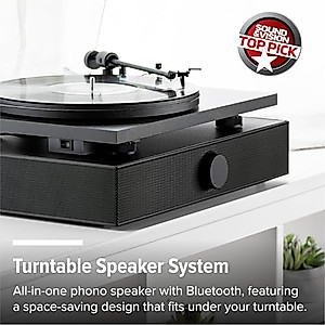 Andover Audio Spinbase Speaker System designed for Turntables; phono input, bluetooth, aux-in, Bass and Treble control, ISOGroove Anti-Feedback - (White)