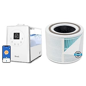 LEVOIT LV600S Smart Warm and Cool Mist Humidifiers for Home Bedroom Large Room & Core 300 Air Purifier Smoke Remover Replacement Filter, 4-in-1 Filter