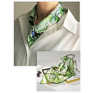 PoeticEHome 100% Pure Mulberry Silk Square Scarf 27"x27" Women Neckerchief Headscarf Gift Packed