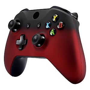 eXtremeRate Soft Touch Top Shell Front Housing Faceplate Replacement Parts with Side Rails Panel for Xbox One X & One S Controller - Shadow Scarlet Red