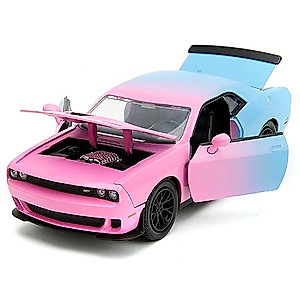2015 Challenger SRT Hellcat Pink and Blue Pink Slips Series 1/24 Diecast Model Car by Jada 34658