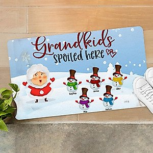 Gifts for Grandma, Grandkids Spoiled Here Cute, Personalized Front Doormat, Gifts for Grandma Nana from Grandkids Grandchild, Outdoor Indoor Welcome Mat, Gifts for Christmas