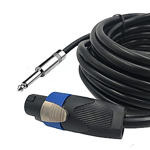 ROCMUZZK 2 Pack 50ft Speakon to 1/4 Inch Male Speaker Cable, 50 feet 6.35mm Stereo Audio Connection Cord, 12 Gauge AWG Wire, 50FT/2PACK