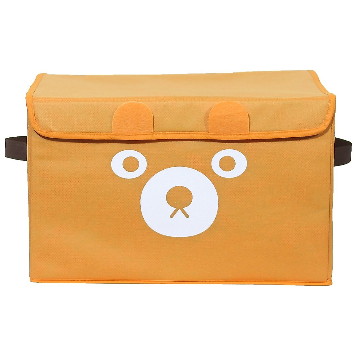 Bear Toy Storage Box Large Size for Boys & Girls - "16x12x10" Toy Chest Organizer for Kids - | Collapsible | Handles | Flip-Top Lids | - Fabric Foldable Bin for Playroom - Nursery Room Organization