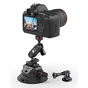 Camera Suction Cup Mount for Gopro - ULANZI SC-02 4.5in Pump-actived Vacuum Suction Mount w Quick Release NATO Magic Arm Car Boat Windshield Window Mount Compatible with Go pro Nikon Canon Sony DSLR