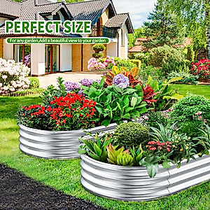 2 Pcs Galvanized Raised Garden Beds- 4×2×0.9ft,Clearance Metal Raised Planter Boxes, Stainless Steel Planter Raised Beds Outdoor Raised for Vegetables Flowers Fruits, Raised Garden Beds-Silver