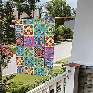 Mexican Talavera Tile Pattern Garden Flag - Vibrant Double Sided Garden Flag - Yard Decorating Flag Garden Flag Decoration - Outdoor Flag Decorator'S Favorite