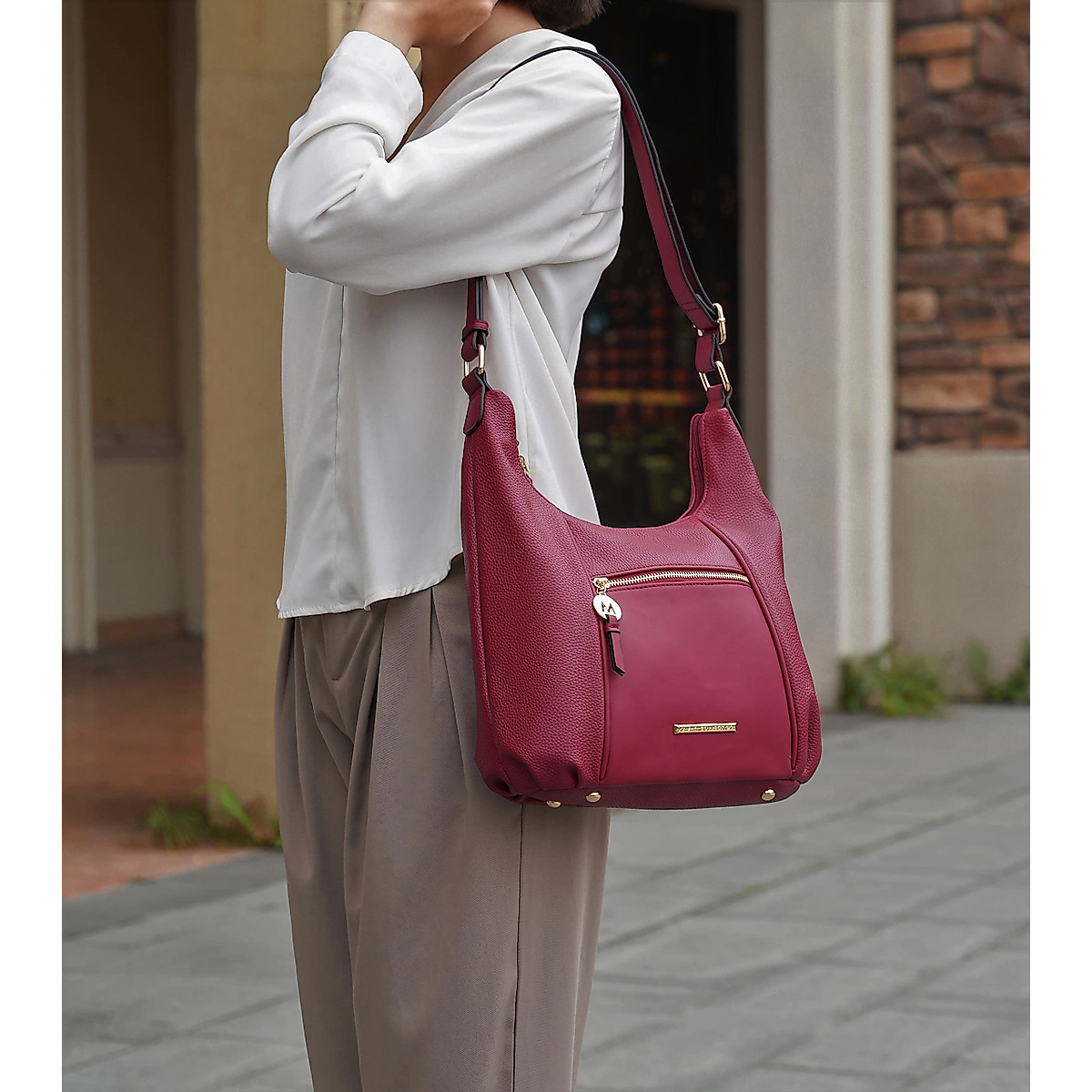 MKF Collection Shoulder Bag for Women – PU Leather Hobo Handbag – Designer Side Messenger Purse, Shoulder Crossover