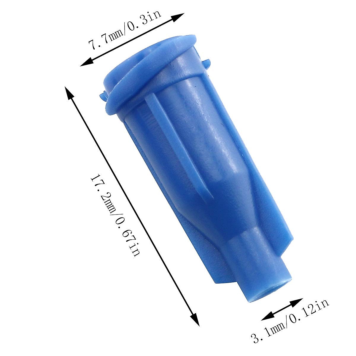 E-outstanding 200-Pack 17mm Industrial Dispensing Needle Tips Cap with Luer Lock for Storing Glue and Adhesives, Blue