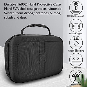 LP Carrying Case Compatible with Nintendo Switch, OLED and Switch Lite, Portable Travel All Protective Hard Messenger Black Bag Soft Lining 18 Games for Switch Console Pro Controller & Accessories