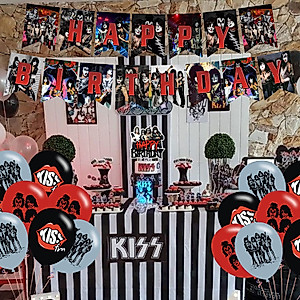 Rock Music Party Decorations,Birthday Party Supplies For Rock Music Band Party Supplies Includes Banner - 12 Cake Toppers - 18 Balloons