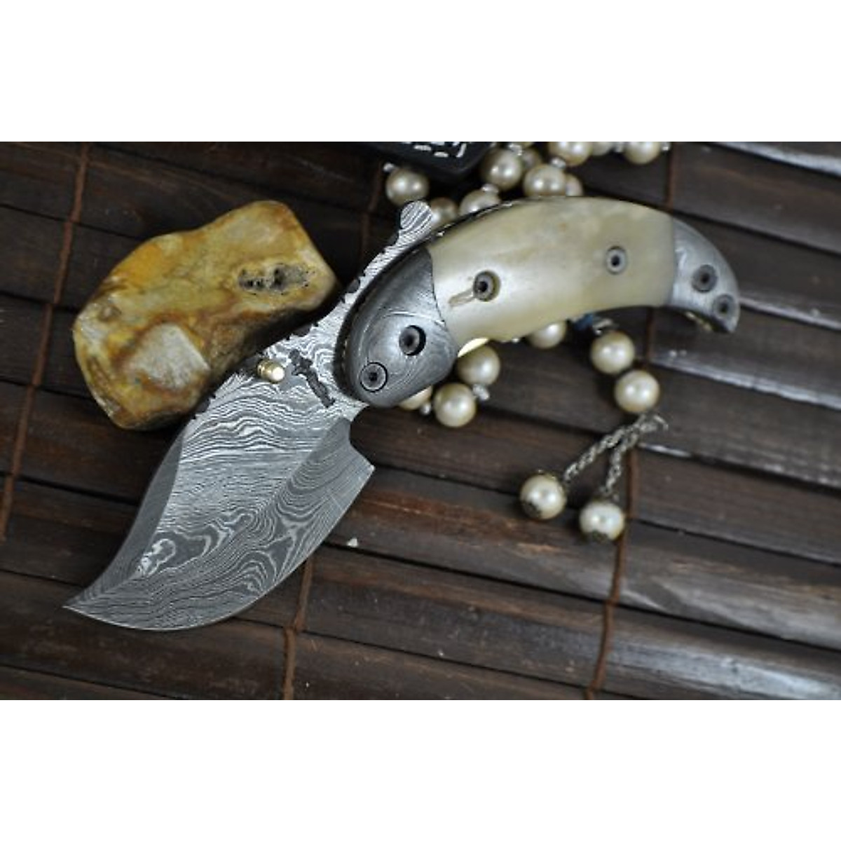 Perkin Knives Custom Damascus Handmade Folding Knife
