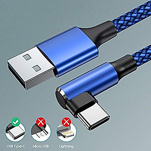 USB Type C Cable 90 Degree [2Pack 6.6FT], Right Angled USB A to C Charger Cable for Samsung Phones and Tablets, Google Pixel, LG and More – 3A Quick Charging Cable & Fast Data Sync Transfer