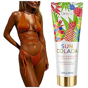 Onyx Suncolada Triple Bronzing Pineapple Tanning Bed Lotion - Indoor & Outdoor Bronzing with Natural Fruit Extracts, Hydrating, Moisturizing, Anti-Aging, Indoor Tanning Lotion with Bronzer