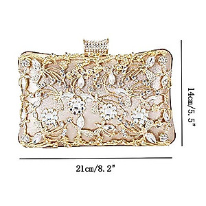 KALAIEN Crystal Clutch Rhinestone Evening Bag Women Purse for Prom Wedding Evening Handbag (Gold)