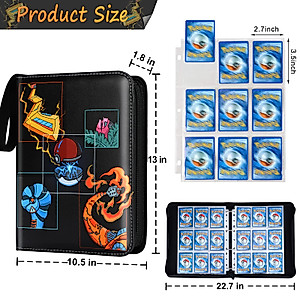 Card Binder for Cards, 9-Pocket Trading Card Binder Holder with 50 Removable Sleeves Fits 900 Cards, Card Collection Binder Album, Toys Gifts for Boys Girls
