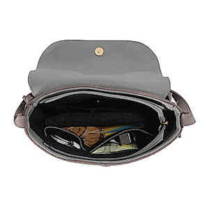 ZLYC Women Bohemian Nubuck Leather Fringe Bag Pouch Tribal Tassel Cross Body Shoulder Bag, Gray