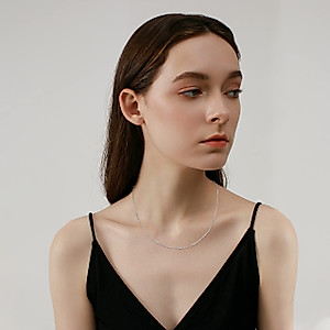 Gacimy Sterling Silver Chain Necklace for Women, 1mm Thin 925 Sterling Silver Cable Chain for Women, 18" Length with 2" Extension Chains