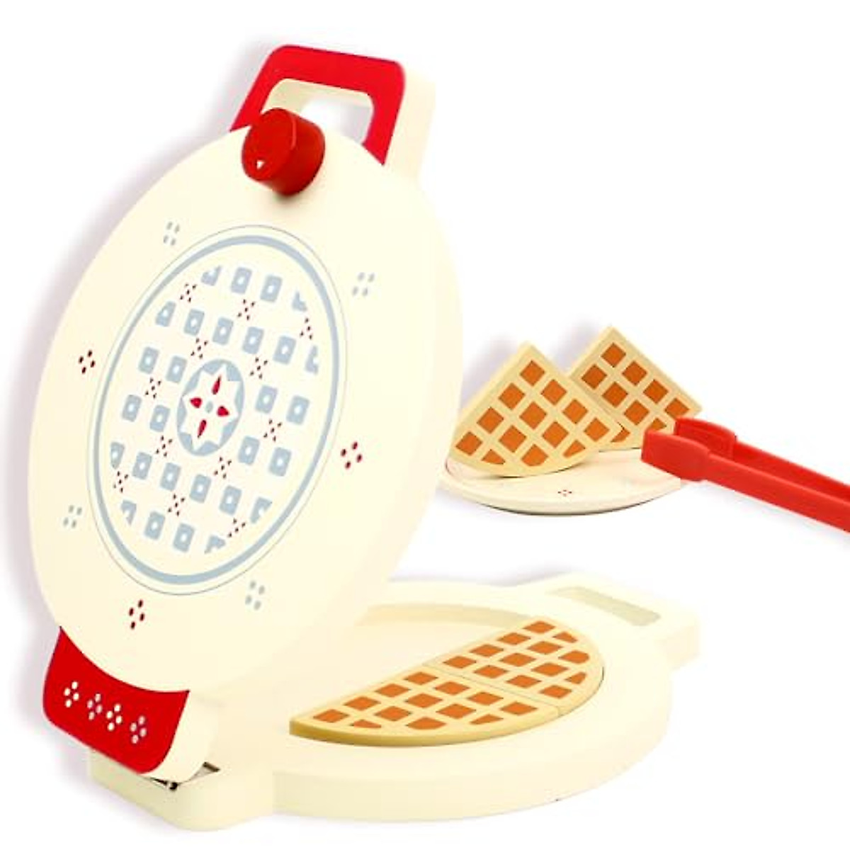 osettoys Toy Waffle Maker, Wooden Kitchen Play Set, Pretend Play Kitchen Appliance, Learning Toy for Kids, Cooking Toy Present for Boys Girls Age of 3-8