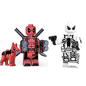 Red Dead P W/Dog + Anti-Venom Kawaii Mini Figure X-Men Series Marvel Superhero Comic Book Character Movie Red & White & Black