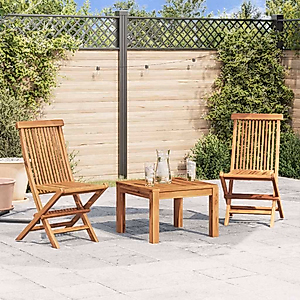 vidaXL Folding Patio Chairs Set of 2, Outdoor Wooden Seats for Garden Dining Capming Beach Deck, Stable Structure Easy to Store, Solid Teak Wood