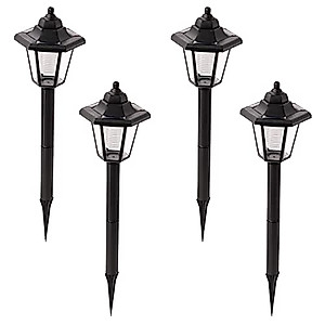LAUREL CANYON 4 Pack Solar Pathway Lights, LED Bulbs Solar Walkway Lights Auto On/Off, Outdoor Landscape Lights for Garden, Lawn, Path, Yard Black