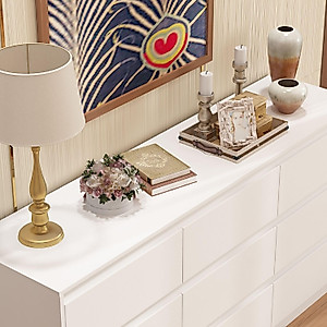 FAMAPY Chest of Drawers White Dresser No Handle, Modern 9 Drawer Dresser, Contemporary Style, 9-Drawer Cabinet Dresser for Bedroom (63" W x 15.7" D x 31.5" H)