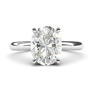 14k White Gold 8x10mm Simulated Oval-Cut Diamond Engagement Ring Domed Band Promise Bridal Ring (8)