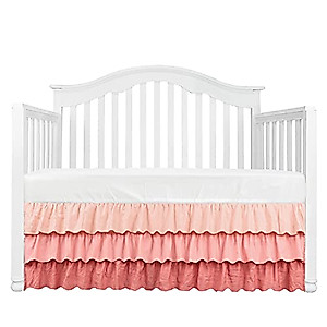 Peach Coral 3 Tiered Ruffled Crib Skirt Baby Girl Nursery Bedding Dust Ruffle (Coral)…