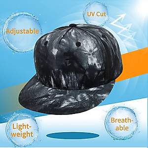 Kids Boy Girl Baseball Cap Baby Sun Hat Adjustable Toddler Trucker Hats with Flat Brim for Summer Outdoor (Z-Tie-dye Black, 1-2T)