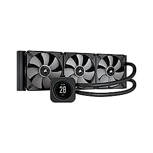 CORSAIR iCUE H150i ELITE LCD Display Liquid CPU Cooler-Custom IPS LCD Screen-48 Dynamic RGB LEDs-120mm Fans-360mm Radiator-COMMANDER CORE Smart Lighting Controller