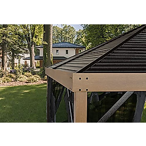 Sojag Outdoor 8' x 8' Sanibel Hardtop Gazebo Outdoor Sun Shelter, Wood Finish
