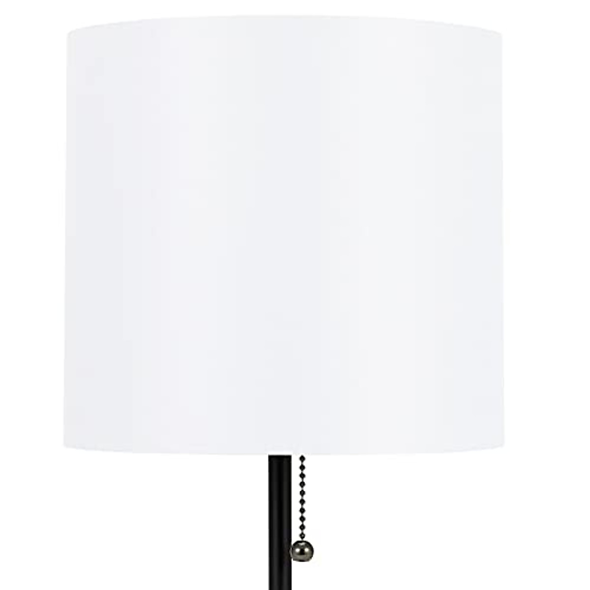 Catalina Lighting 17842-031 Modern Stick Accent Table Lamp with Pull Chain and White Fabric Shade, 19", Classic Black