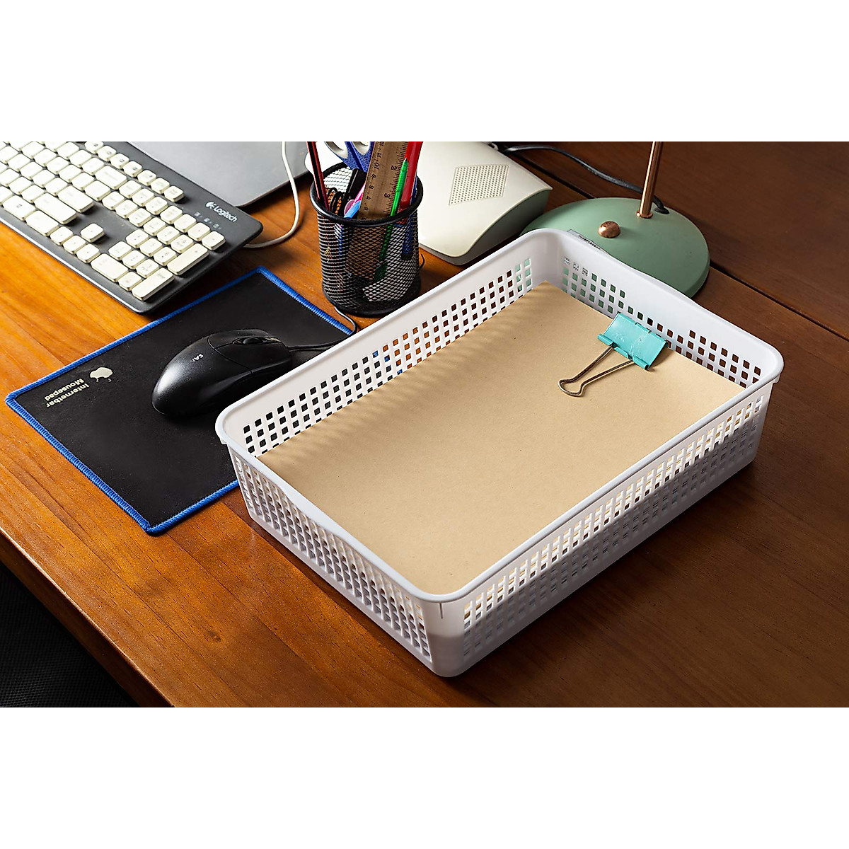 Aebeky A4 Size Plastic Paper Storage Trays,Desktop File Organizer Baskets,6-Packs (White)