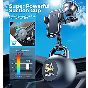 ADIUPUL Car Phone Holder Mount, Phone Mounts for Car 3 in 1 Universal Car Mount, Easy Clamp Hands Free Universal Fit for Dashboard Windshield Vent iPhone Samsung and More Phones