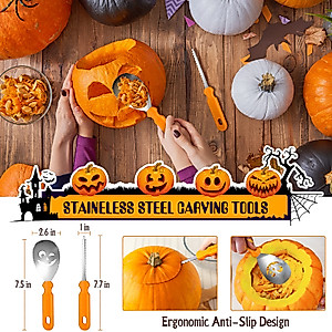Bifrost Halloween Pumpkin Carving Kit - 24 Pcs Stainless Steel Pumpkin Carving Knife Sets with Stencils & Storage Bucket for Halloween