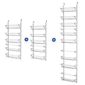 8 tier, Over the Door Organizer - Hanging Wall Rack for Closet, Bathroom, or Kitchen Organization and Storage - Metal Pantry Shelves by Home-Complete (White)