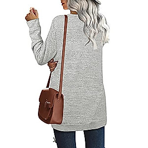 OFEEFAN Womens Tunic Tops For Leggings Long Sleeve T Shirts For Women Sweatshirts Grey M