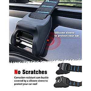 WONITAGO Premium 'No Scratch' Silicon Tie Down Cam Straps for Surfboards, Kayaks, SUP Paddleboards, Canoes, Snowboards 15ft (Pair)