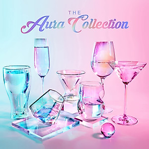 Dragon Glassware Double Walled Glass Coffee Mugs - 16 oz, Set of 2 Glass Coffee Cups to Keep Beverages Hot or Cold Longer - Iridescent Double Walled Glass Coffee Cups