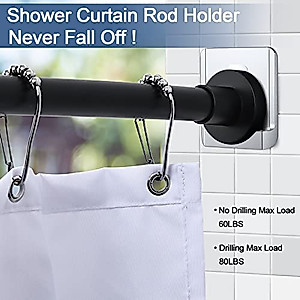 BRIOFOX Shower Curtain Rod Holder【Upgrade Design】3M Adhesive | Heat Resistant | Waterproof | Max Load 60 lbs Shower Rod Retainer for Wall, 2 Pack(Rod Not Included) (Chrome)