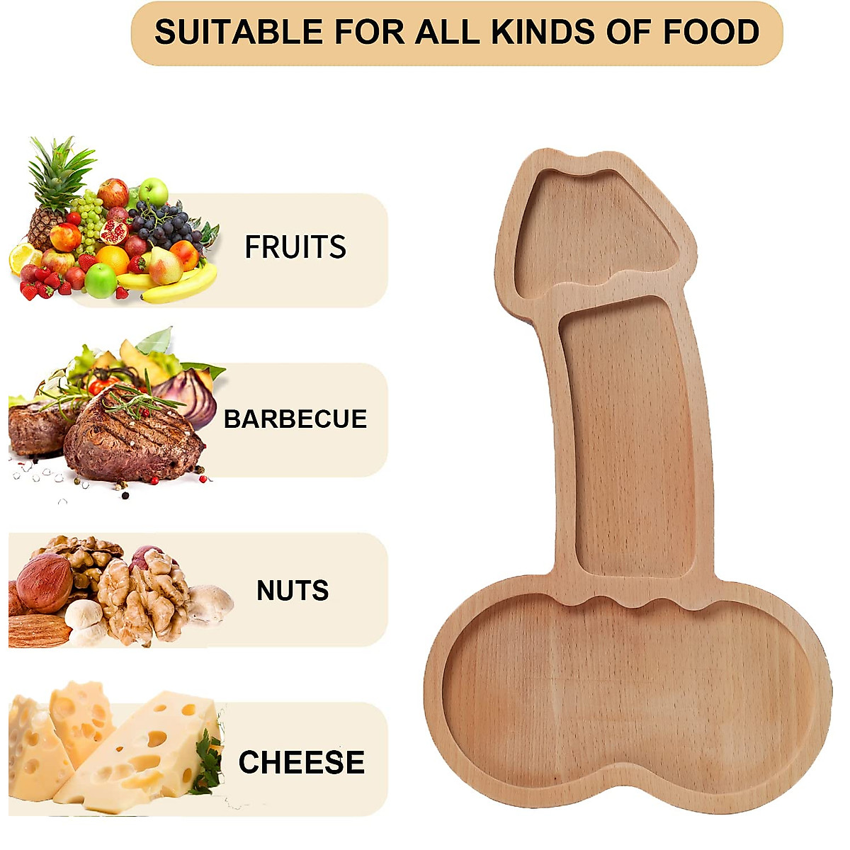 Funny Aperitif Board,Solid Wood Charcuterie Platter and Cheese Board,Novelty Kitchen Cutlery Wine Fruit Meat Cheese Platter,Ideal Bachelor Party Housewarming Bachelor Party and Gag Gift(15.8" Left)