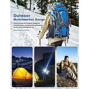 Solar Power Bank 36000mAh, Qi Wireless Charger, DJROLL Portable Solar Charger with Dual USB & Type-C Port 5V/3A Output, IP66 Waterproof Powerbank, Flashlights Cell Phone Charger for Camping Outdoor
