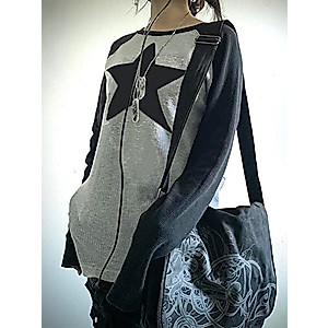 Pooyikoi Y2K Pullover T-Shirts Women Contrast Patchwork Grunge Harajuku Clothes Full Sleeve Preppy Long Sweats Tops (Style1,M,Medium)